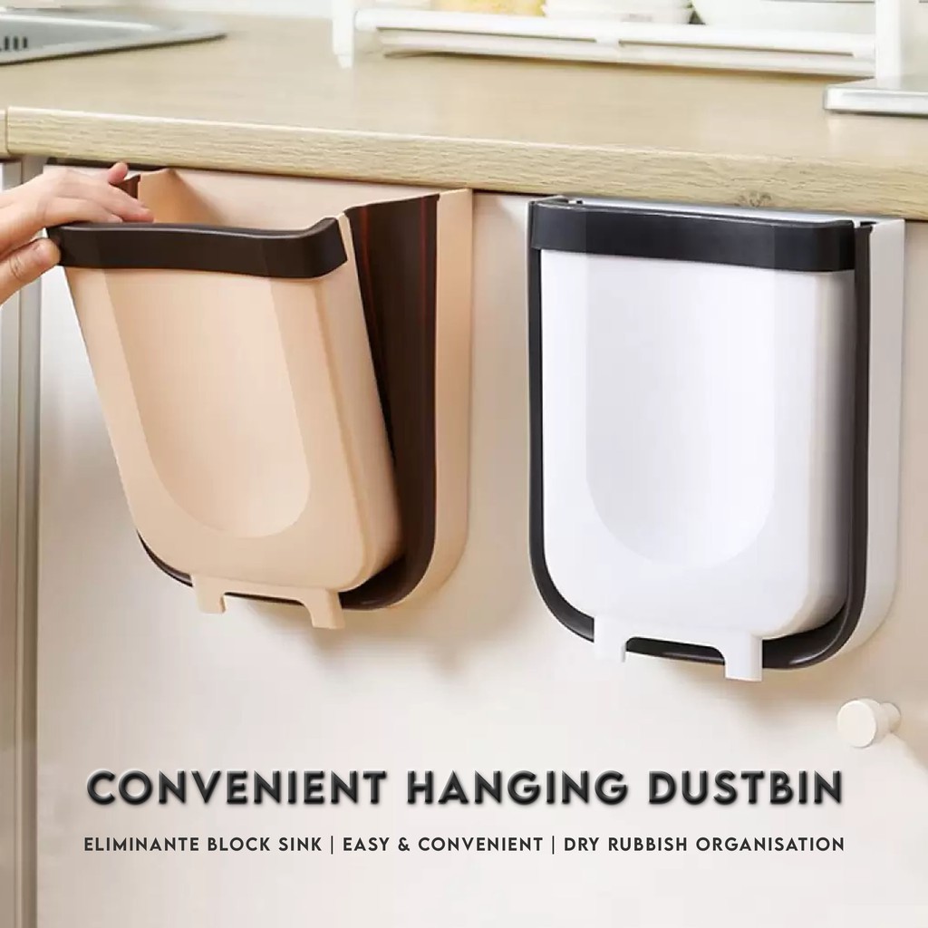 Kitchen Folding Dustbin Foldable Wall Mounted Hanging Garbage Rubbish ...