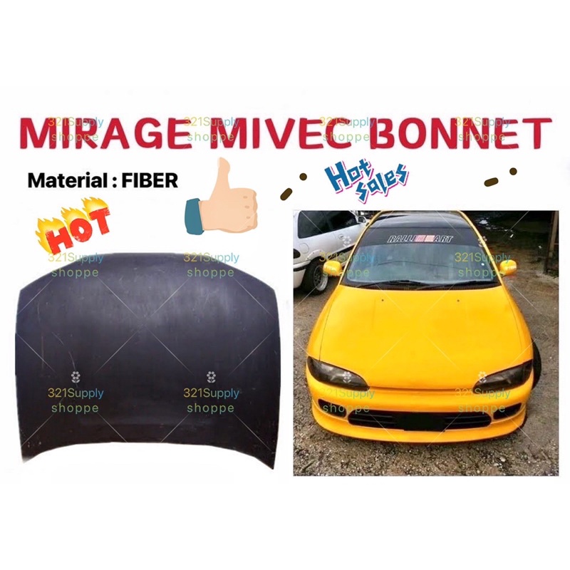 🔥MIVEC MIRAGE FRONT BONNET LL8313 // FIBER BONET WIRA DEPAN COVER ...