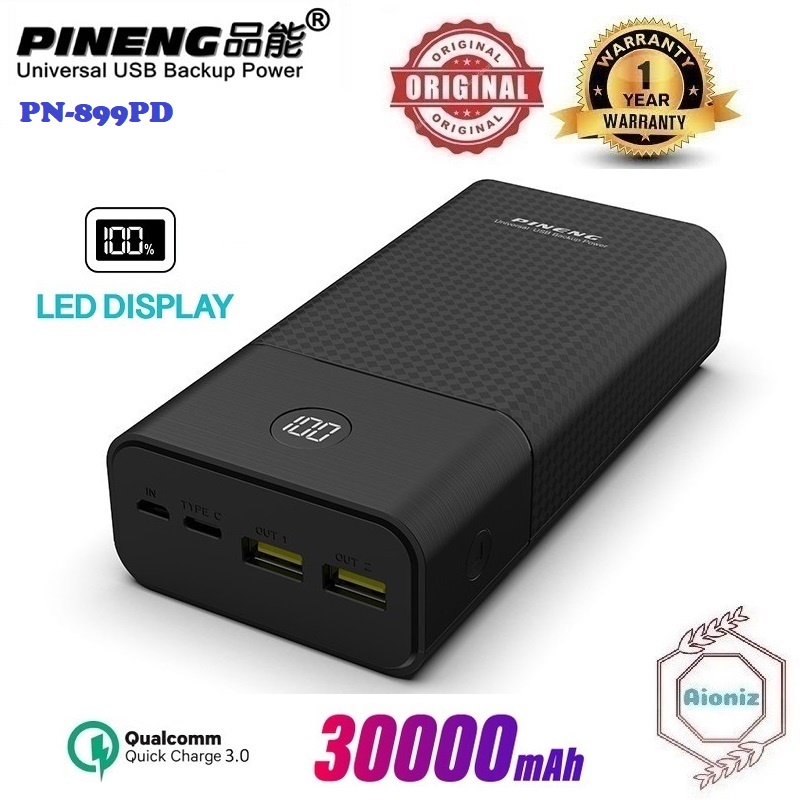 Powerbank Pineng PN-899PD 30000mah Quick Charge 3.0 Fast Charge Power ...