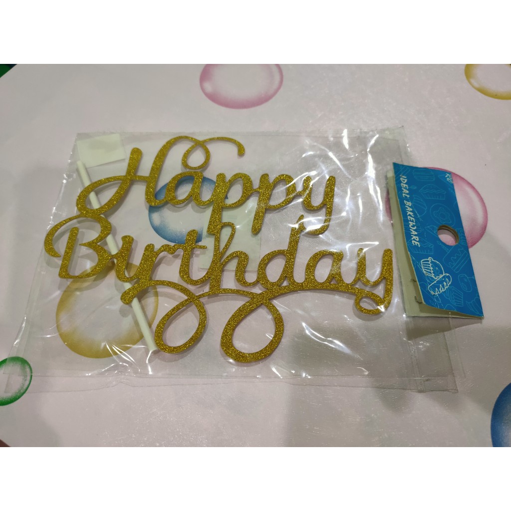 Glitter Material Plastic Happy Birthday Cake Topper Decoration Party ...