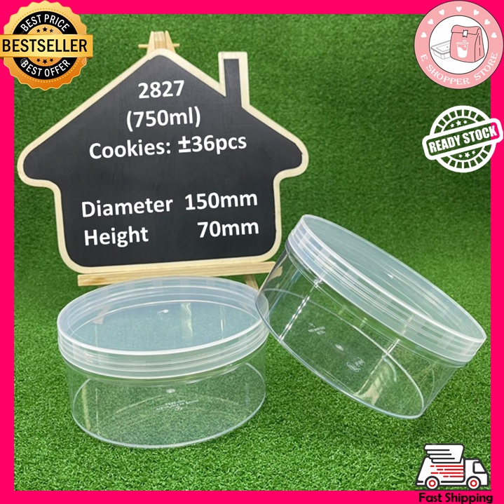 2827 PS #1pcs Round Screw Cap Transparent Plastic Food Container Balang ...