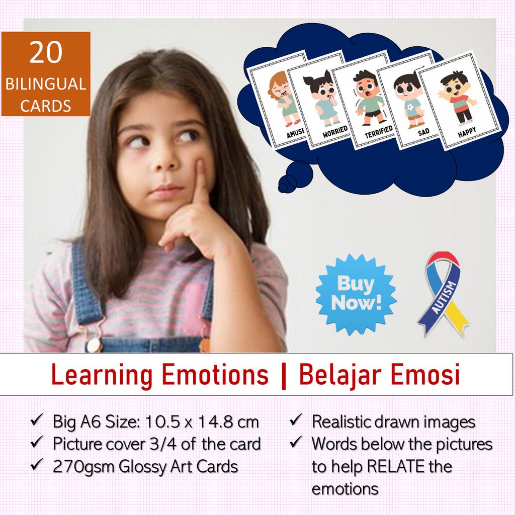 20pcs Emotions Feelings Emosi Perasaan Flash Cards Kad Imbas for Autism ...