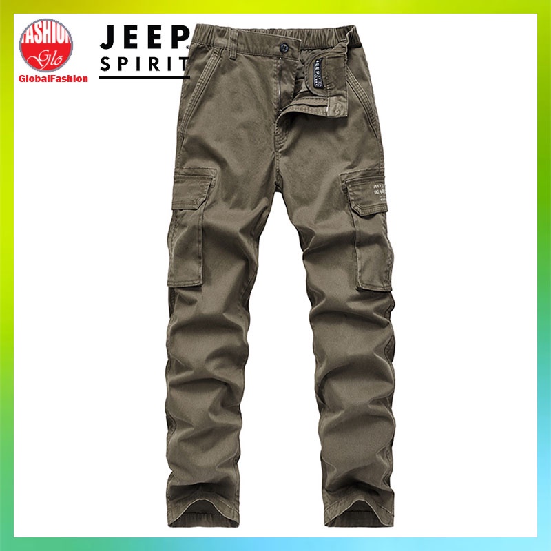 JEEP SPIRIT Cargo Pants Men Elastic Waist Band Seluar Kerja Lelaki ...