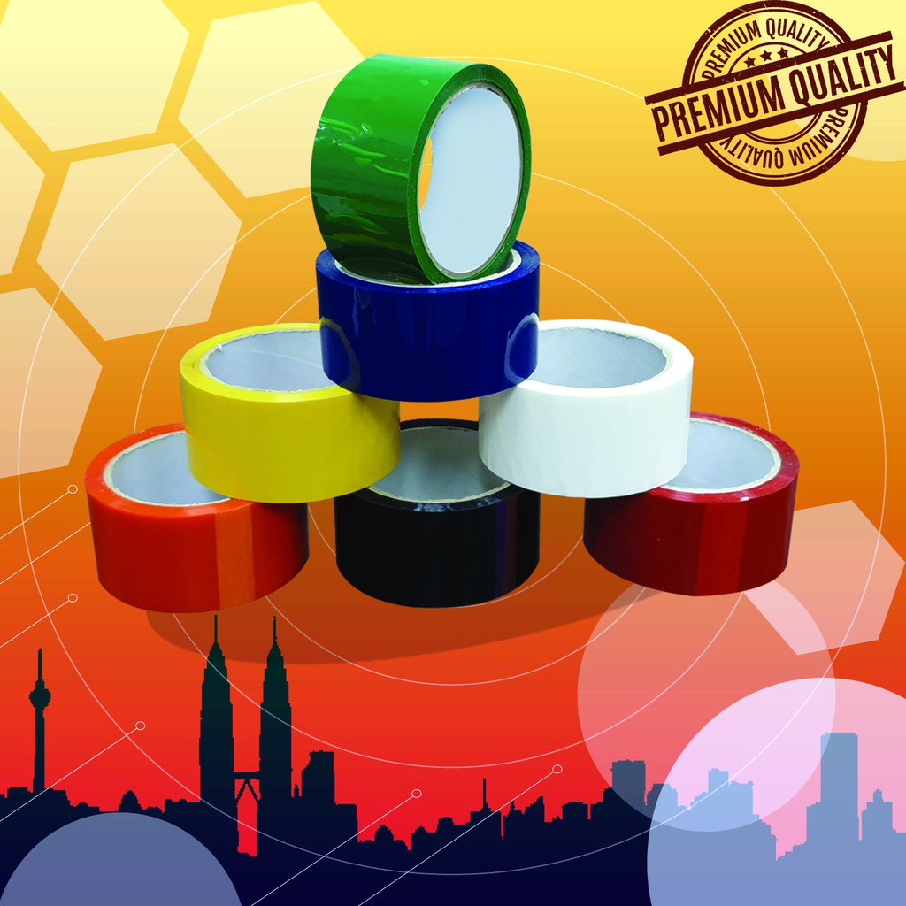 COLOUR OPP TAPE 48MM X 50Y X 6ROLLS(RED, ORANGE, YELLOW, GREEN, BLUE ...
