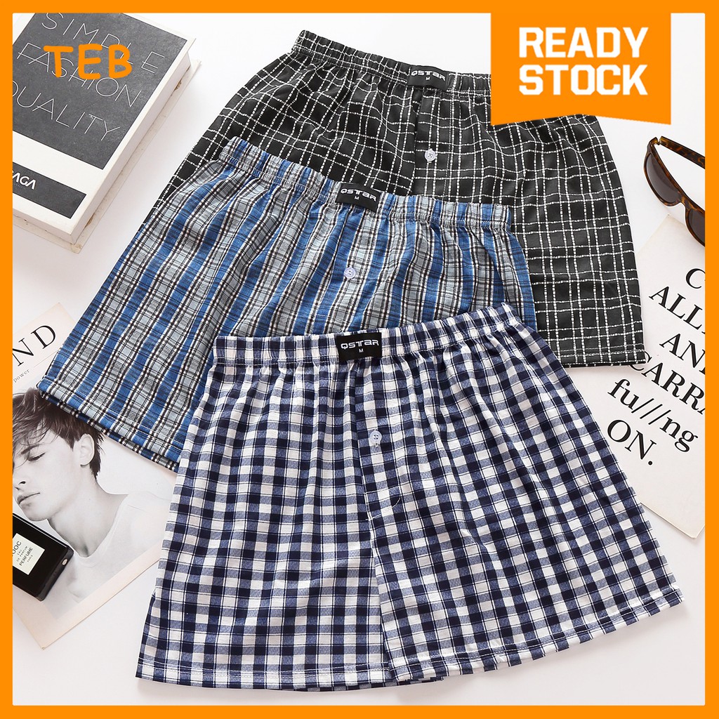 ( 1 PCS | M–2XL) QSTAR Boxer Men Underwear Checkered Polyester | Boxer ...
