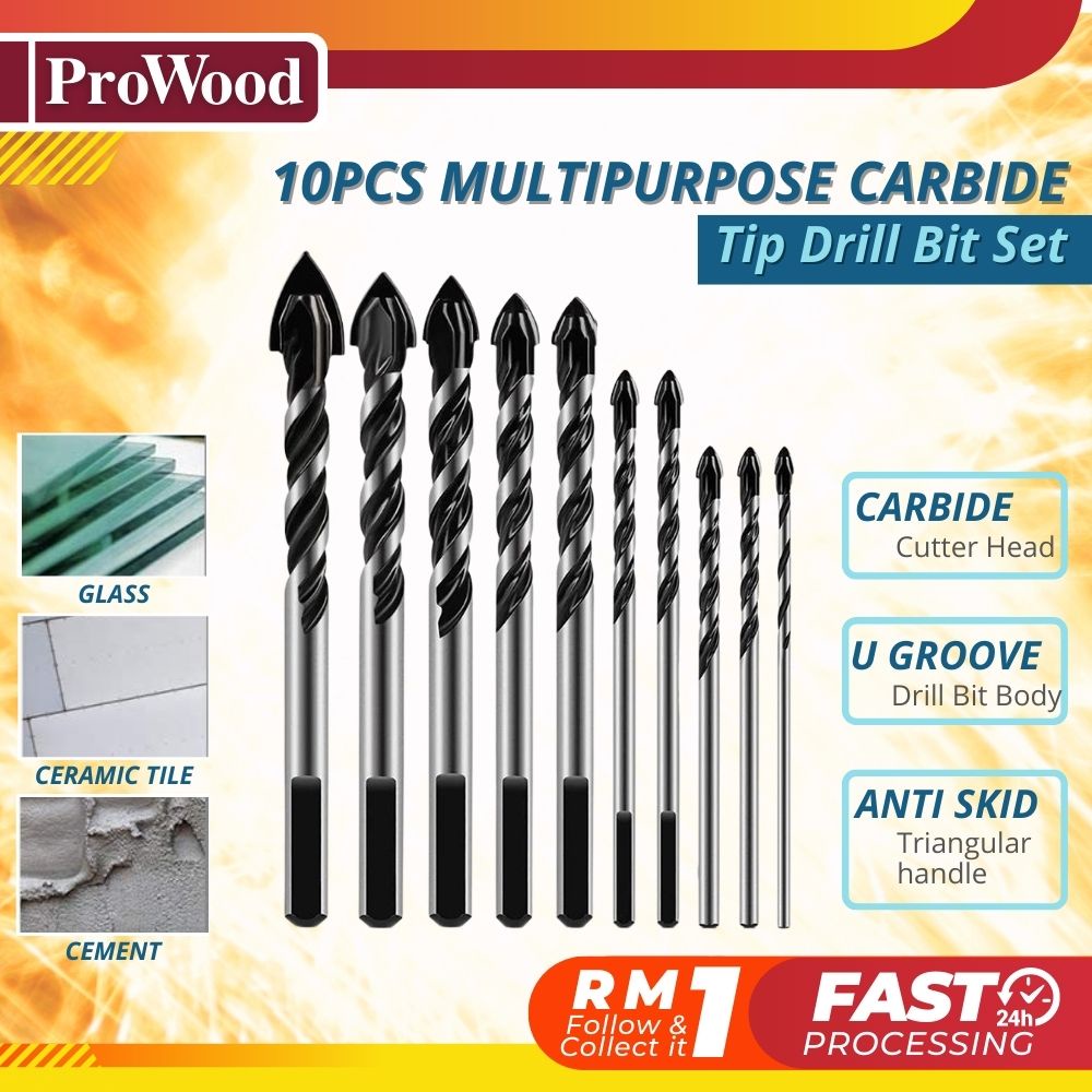 10pcs Multifunctional Carbide Tip Drill Bit Set Special Pear Head Drill ...