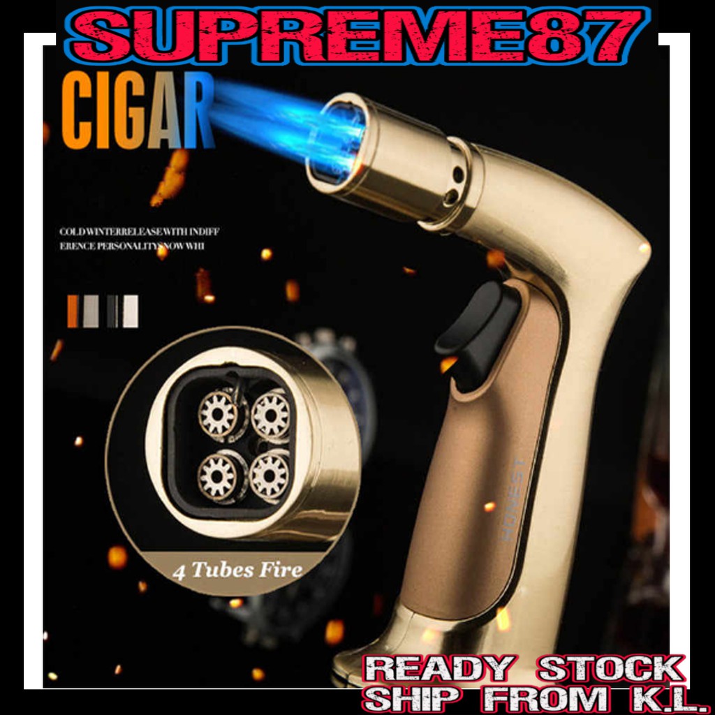 Honest Jet Flame Lighter 4 Nozzles Flame Pipe Lighter Cigar Lighter Jet ...