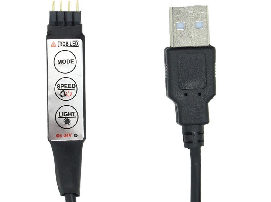 Kefeng 5V-24V USB RGB LED Controller RF IR 3Key 24Key RGB LED Dimmer 4 Pin USB Interface For ...