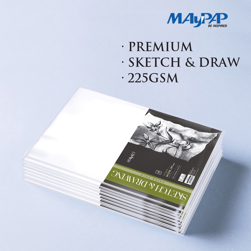 MayArt Premium Sketch & Drawing Paper Pack 225gsm / 10shts A3 (MA00336 ...