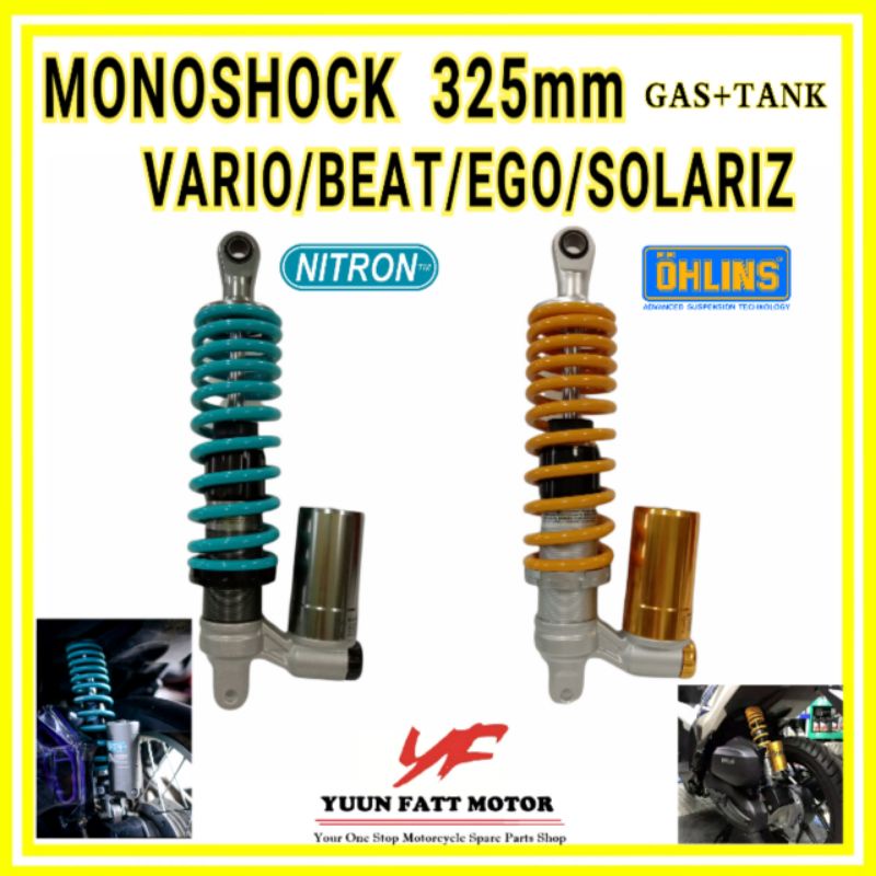 MONOSHOCK VARIO BEAT EGO SOLARIZ 325mm NITRON OCEAN BLUE OHLINS YELLOW ...