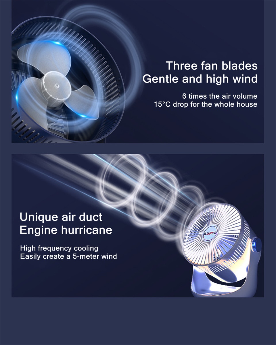 SwissThomas Mist Fan/ Hot Air Circulating Fan 3 Speed Strong Wind Fan ...