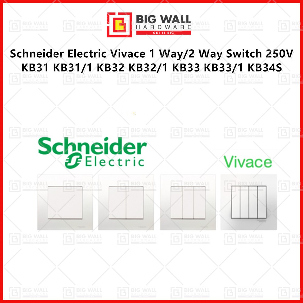 Schneider Electric Vivace 1 Way/2 Way Switch 250V (KB31 KB31/1 KB32 ...