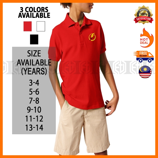 Baju Polo Kolar T Shirt Pokemon Flash Sulam Cotton Budak Raya Kids ...