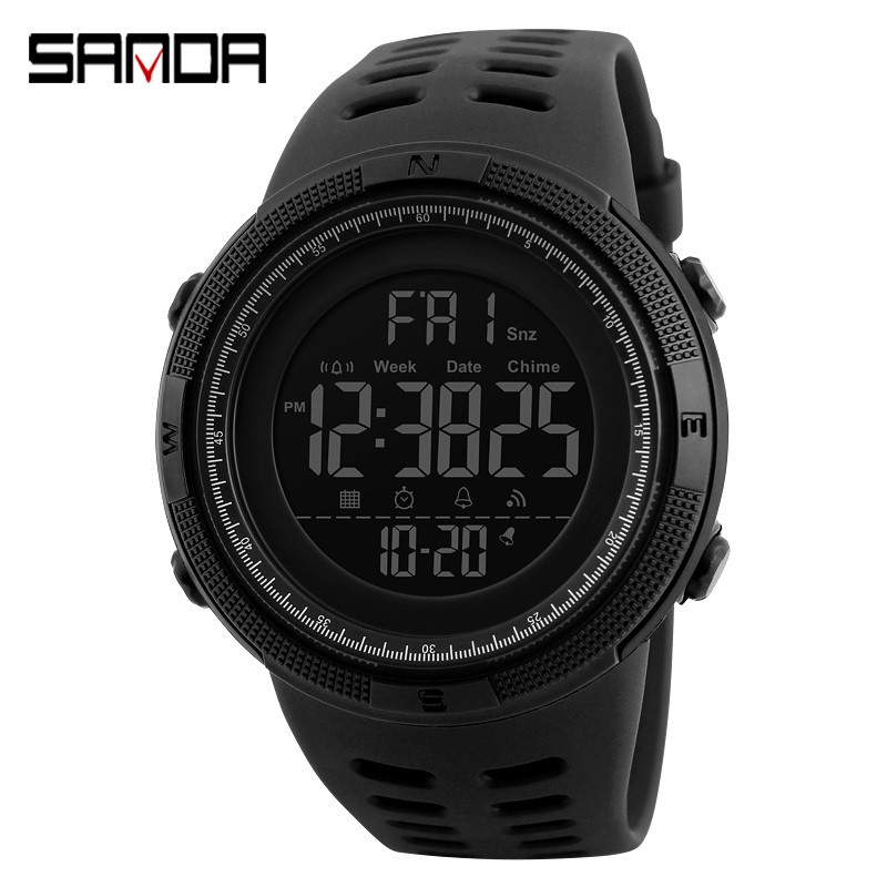 SANDA Men's Waterproof Chronograph Sports Watch with LED Display ...