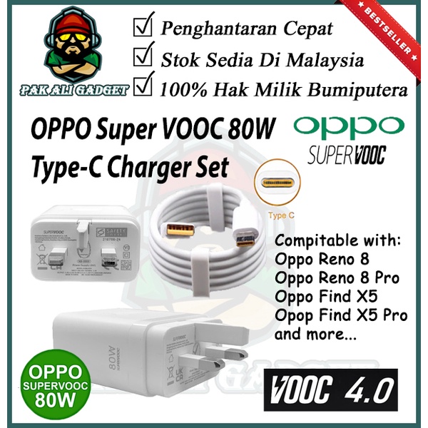 (Ready Stock) 80W OPPO Reno Find X5 Pro RENO 8 Pro 7 7 Pro Support ...