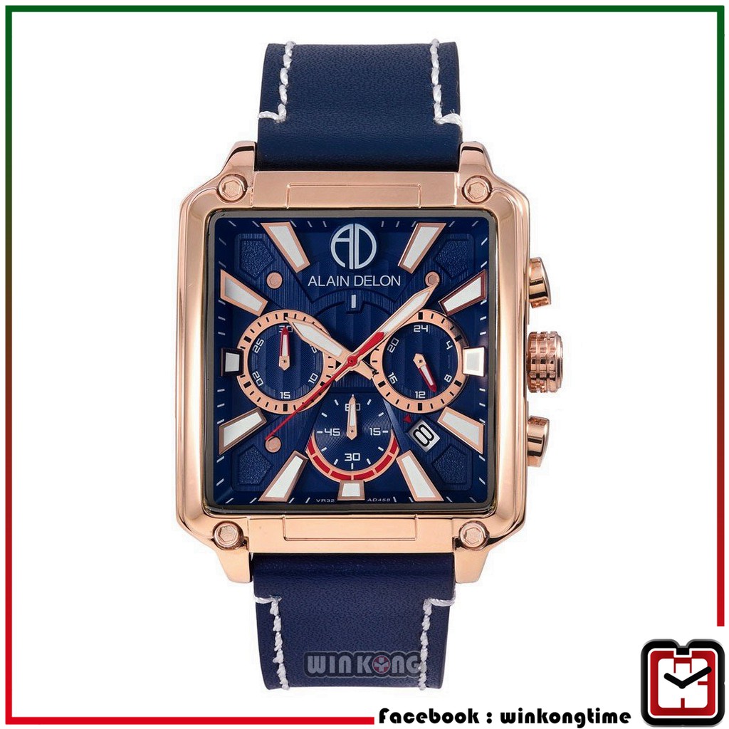ALAIN DELON CHRONOGRAPH MAN WATCH AD458 ROSEGOLD X BLUE [1 Years ...