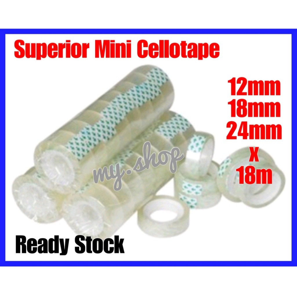 *STOCK AVAILABLE* 12mm/18mm/24mm × 18m Superior Mini Cellotape (1080 ...