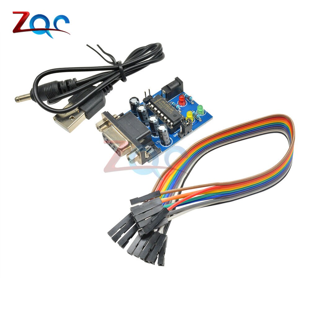 RS232 to TTL Converter Module COM DB9 Serial Board MAX232 MAX232CPE Transfer Chip ATMEGA16 LED ...