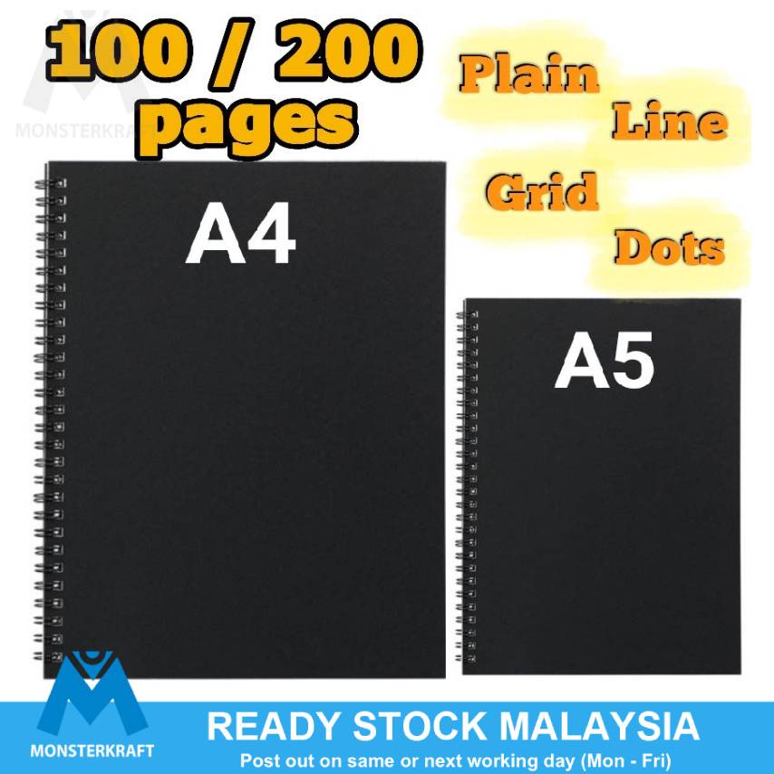 Notebook Murah A4 A5 Sketch Book Spiral Wire O Planner Journal Black ...