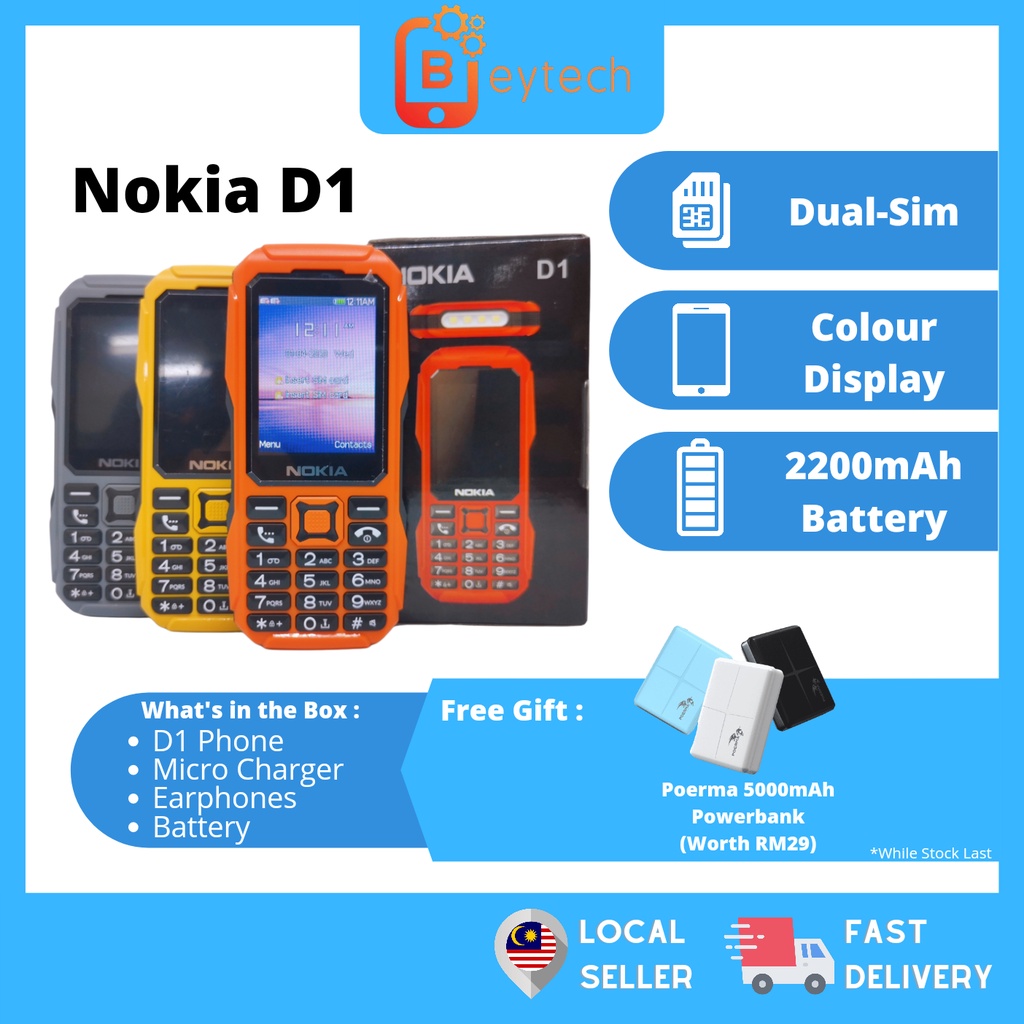 Nokia D1 KeyPad Phone｜Dual-Sim｜Memory Card｜Camera | Shopee Malaysia
