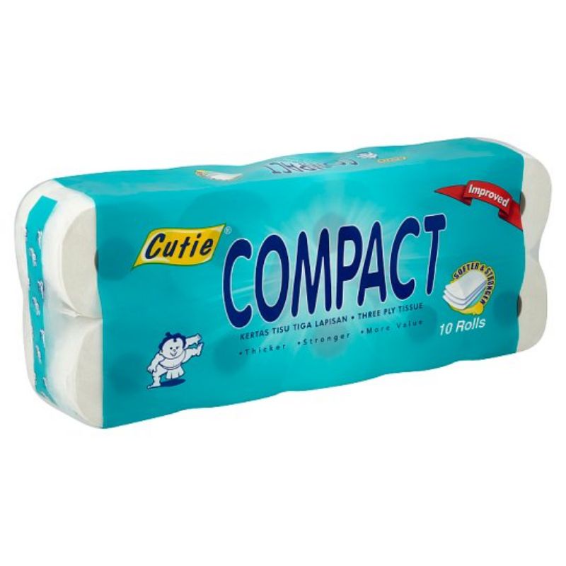 Cutie Compact Three Ply Tissue 10 Rolls/ 30 rolls (3 Packets x 10 Rolls) | Shopee Malaysia