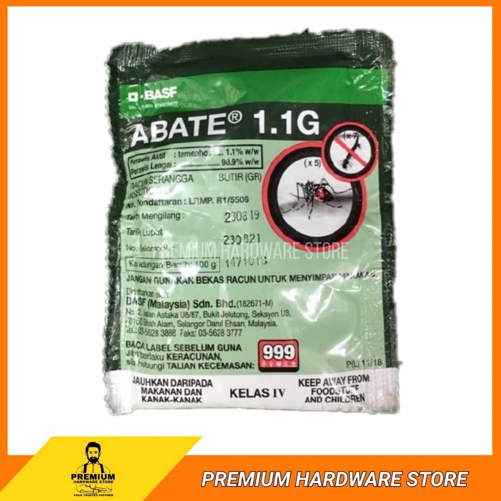BASF Abate 1.1G 100g Temephos Aedes Mosquito Larva Larvae Killer Racun ...