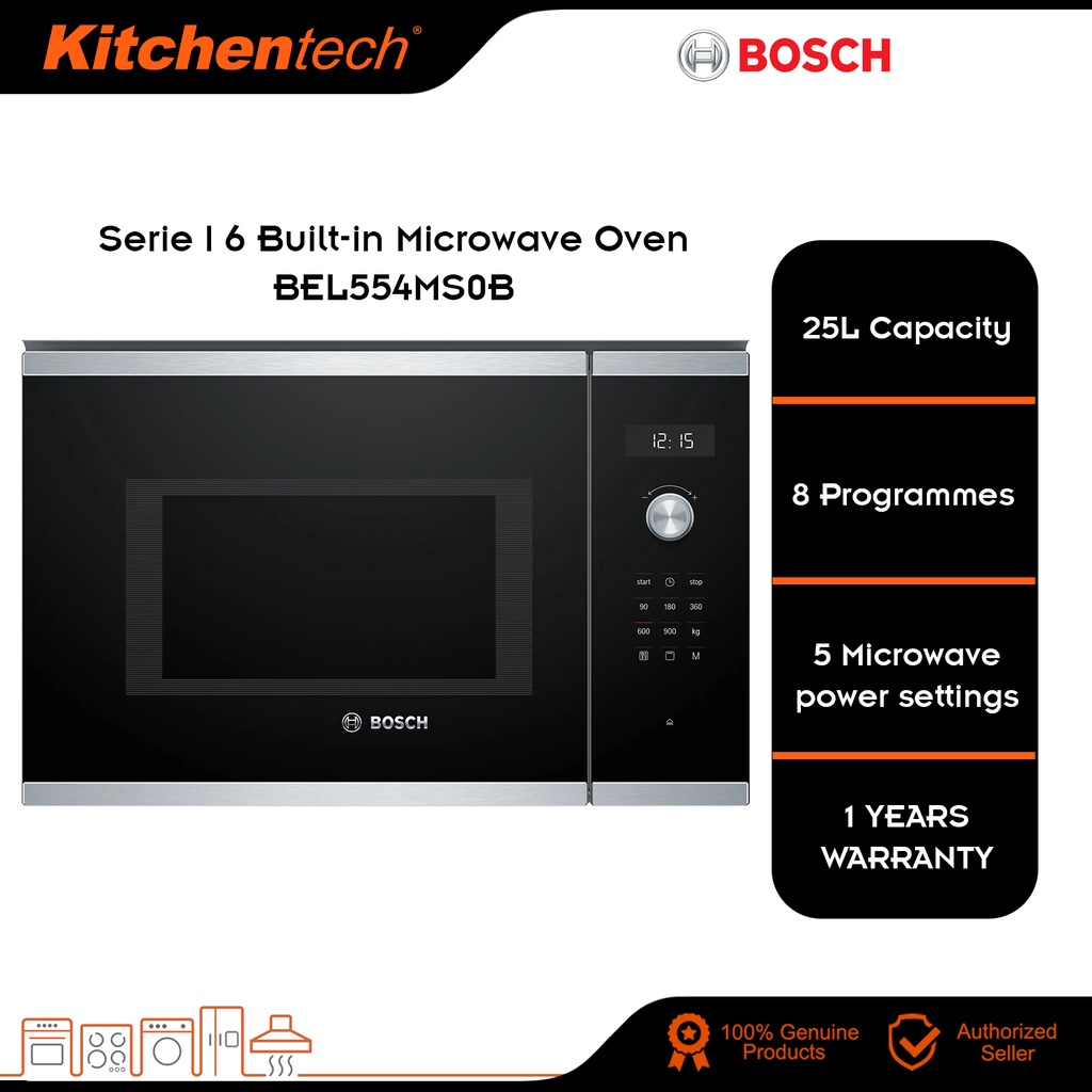 Bosch BEL554MS0B Serie 6 Built-in Microwave Oven Stainless Steel 25L ...