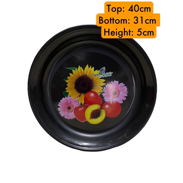 APPLELADY 40cm Round Plastic Tray Plain Tebal Thick JT4667 / Dulang ...