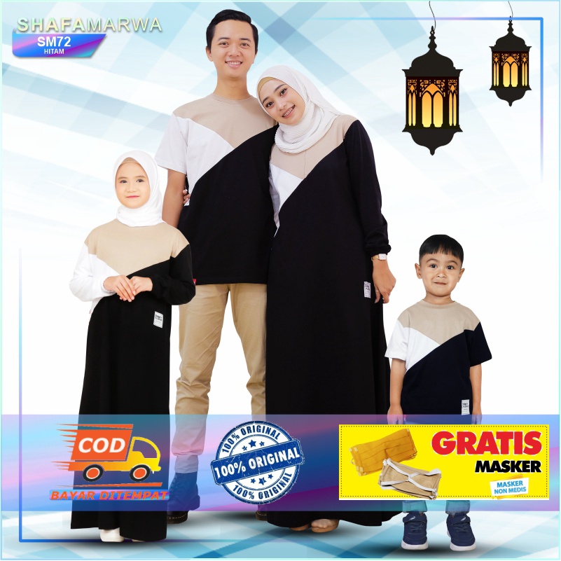 HITAM PUTIH Original Family Couple Clothes Family Muslim Clothes Father Mother And Son SM72 ...