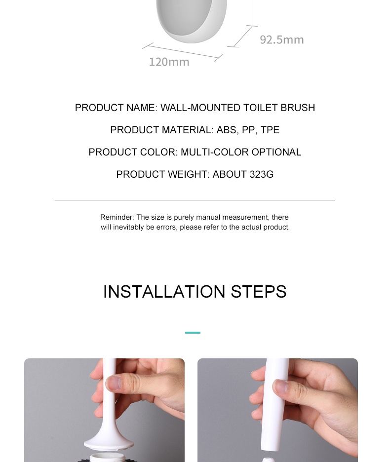 SR99. ECOCO Silicone Brush Head Toilet Brush Quick Drain Cleaning Tools ...