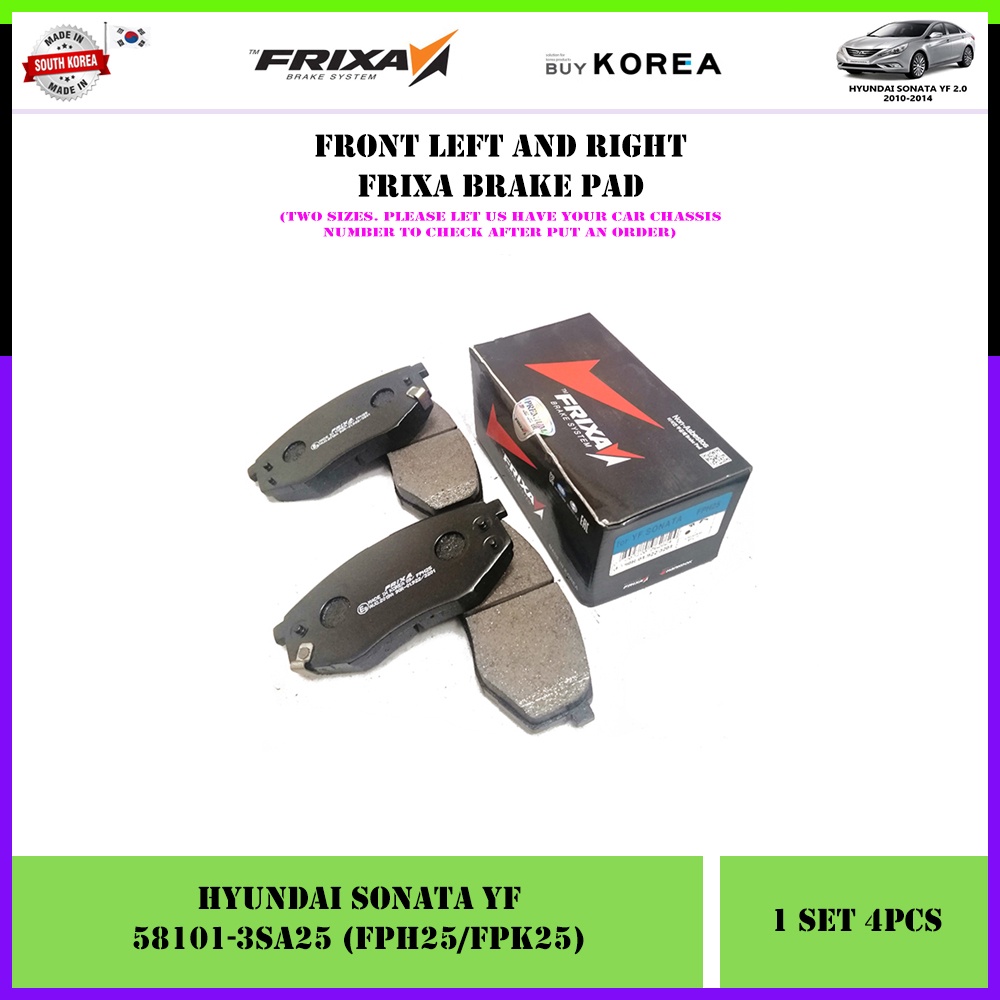 Hyundai Sonata YF Frixa Brake Pad (Front FPH25 or FPK25 / Rear FPH25R ...