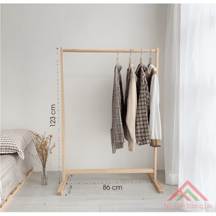 Single Bar Clothes Rack - Natural Pine Wood. | Shopee Malaysia