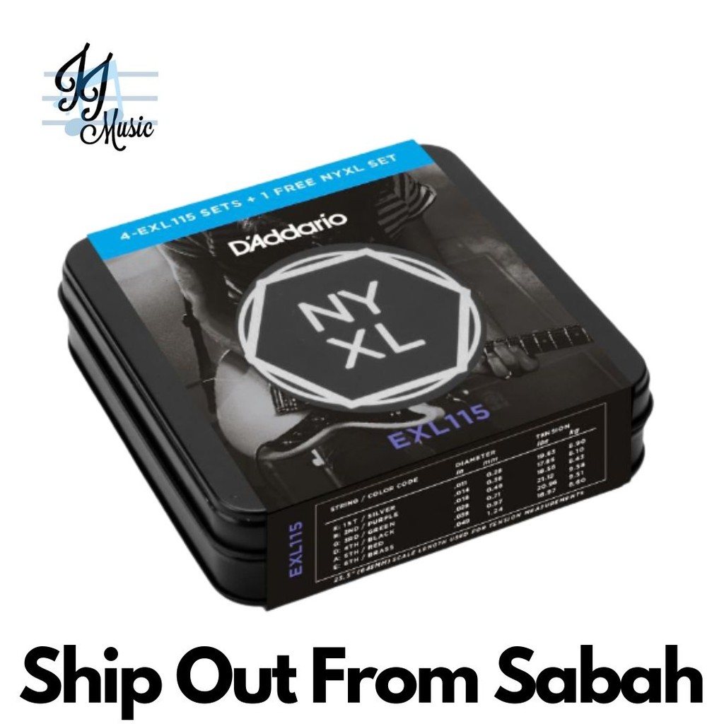 D'Addario EXL115-TIN Nickel Wound Electric Strings, 11-49, 4-Pack ...