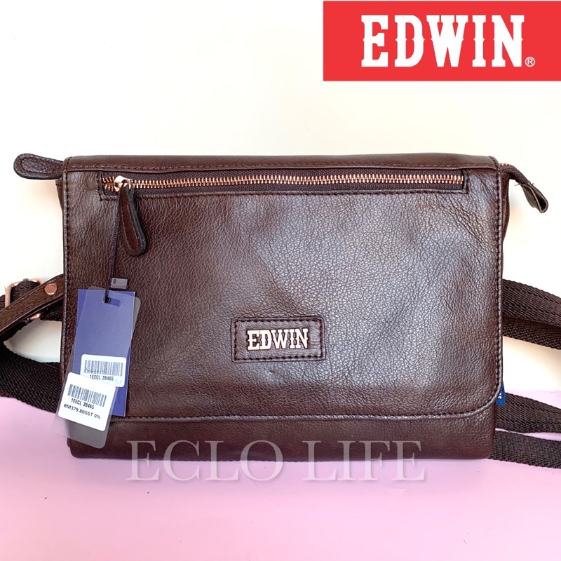 Edwin Sling Bag Clutch Bag Genuine Leather 100% Original [38465 ...
