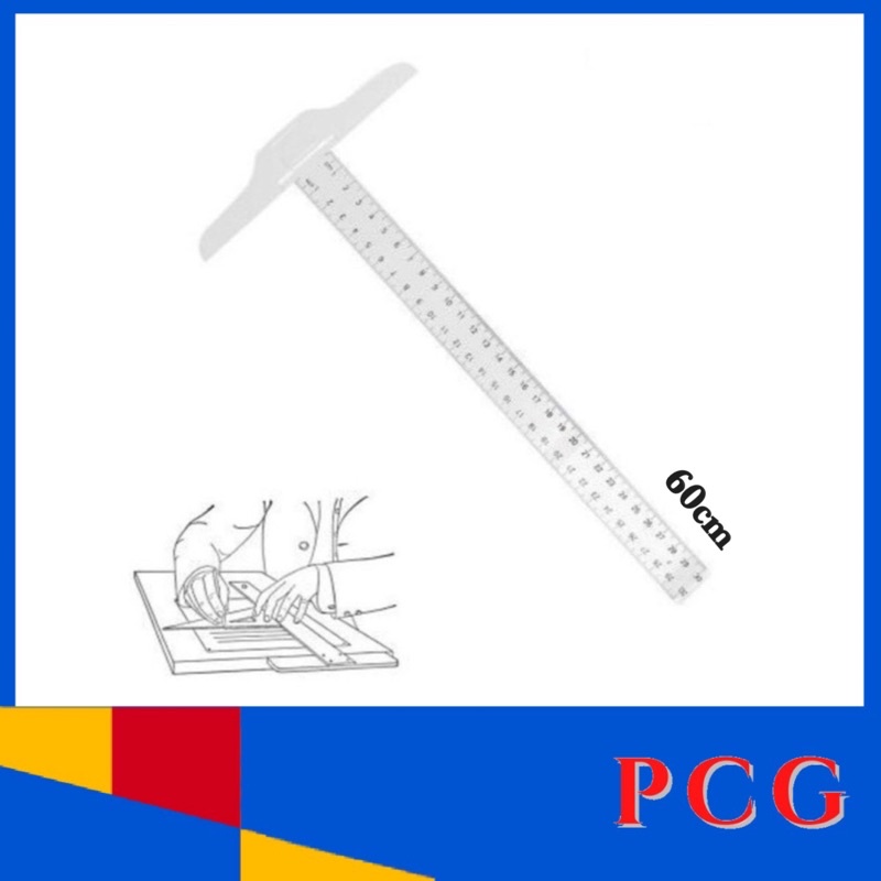 PLASTIC METRIC DOUBLE SIDE T SQUARE DRAWING RULER 60CM/ 24 INCH ...