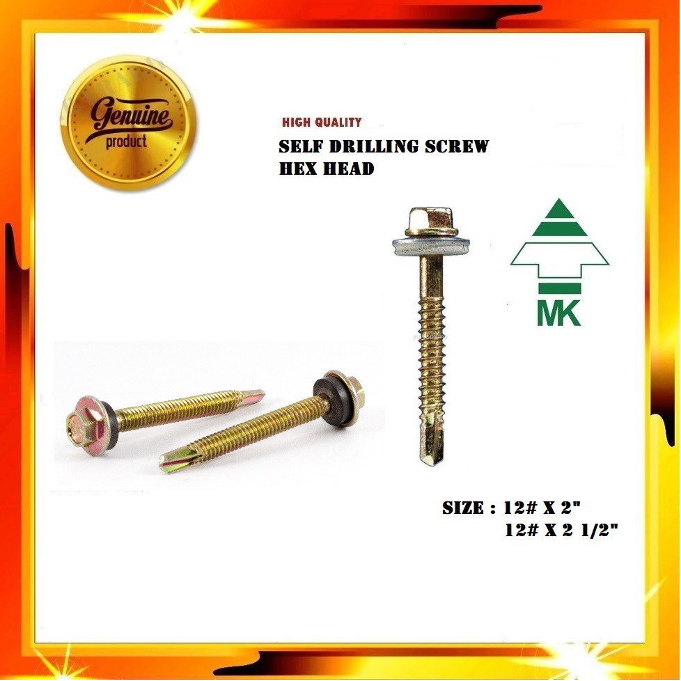 12# 2" & 2 1/2" MK Self Drilling Hex Head Roofing Awning Screw C/W ...