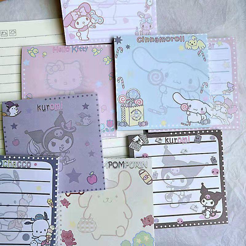 Sanrio mymelody Kuromi Cinnamoroll Sticky Stationery Notepad Posted it ...