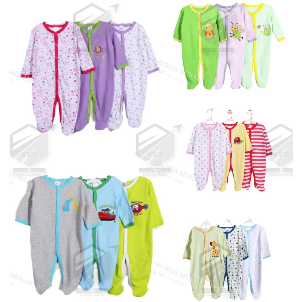 BAJU RAYA SLEEPSUIT newborn romper ( 3 Helai ) Baby Boy/Girls SLEEPSUIT ...