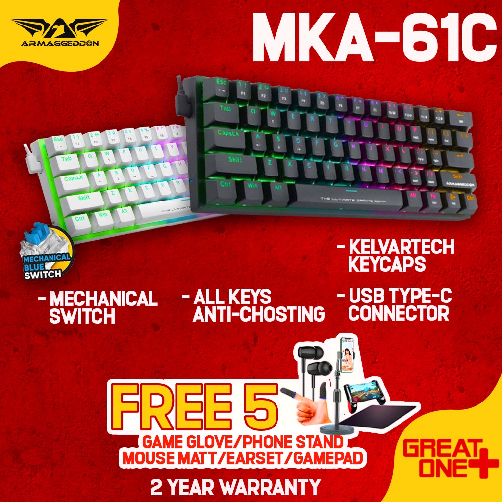 Armaggeddon MKA-61C Pyschstarling Blue Switch 61 Keys Mechanical ...