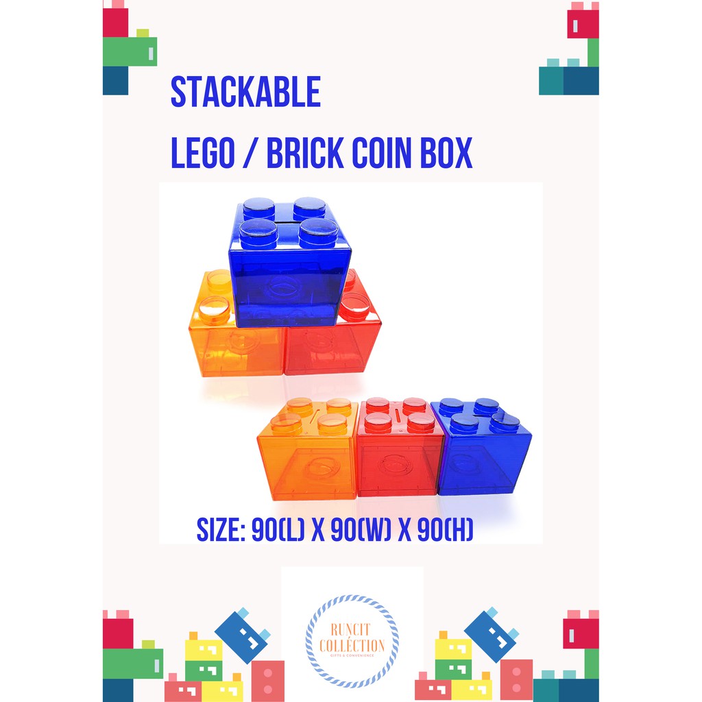 Stackable Lego/Brick Coin Box / Tabung Syiling Berbentuk Lego | Shopee ...
