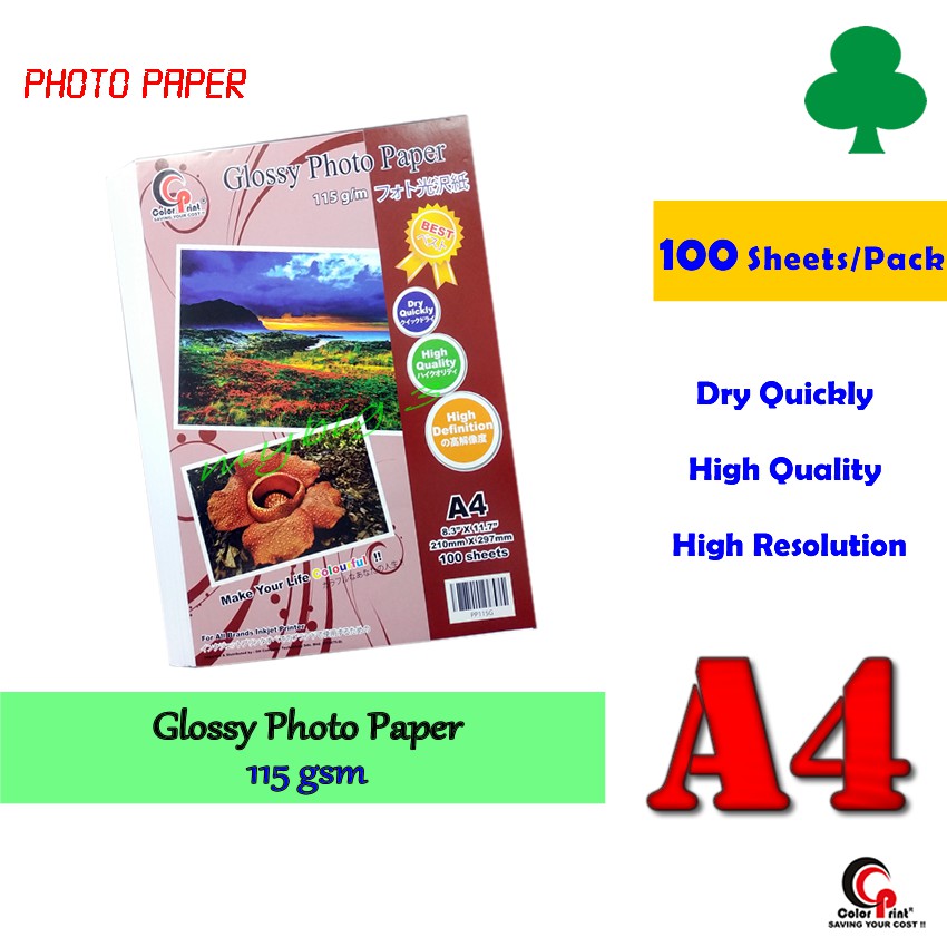 Glossy Photo Paper A4 115gsm (100 sheets) | Shopee Malaysia