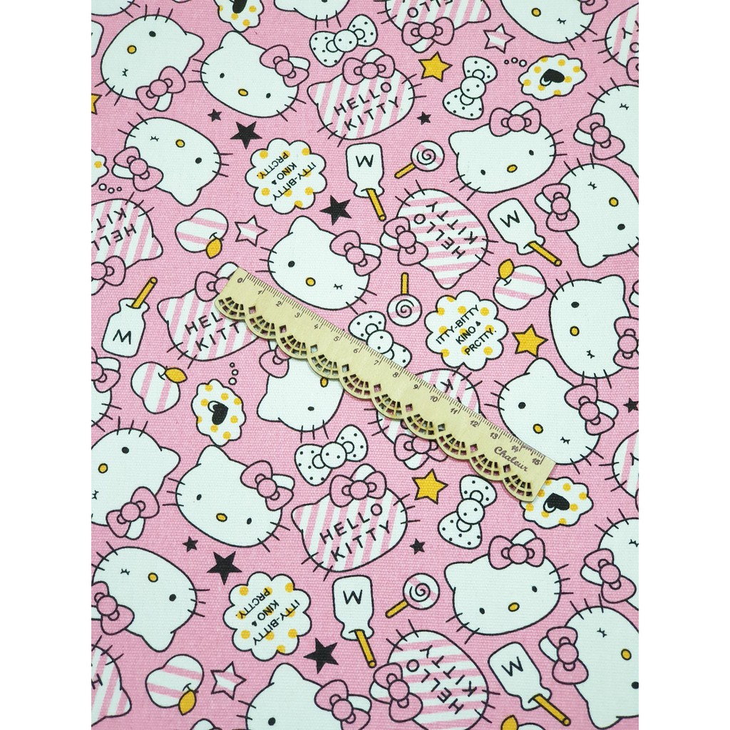 Kain Tebal Hello Kitty Cat Kuching Garfield Owl Cotton Canvas Kain ...