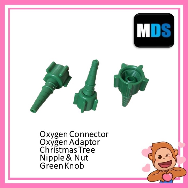 【Ship Today】OXYGEN ADAPTOR 1PCS GREEN KNOB OXYGEN NIPPLE AND NUT NIPPLE ...