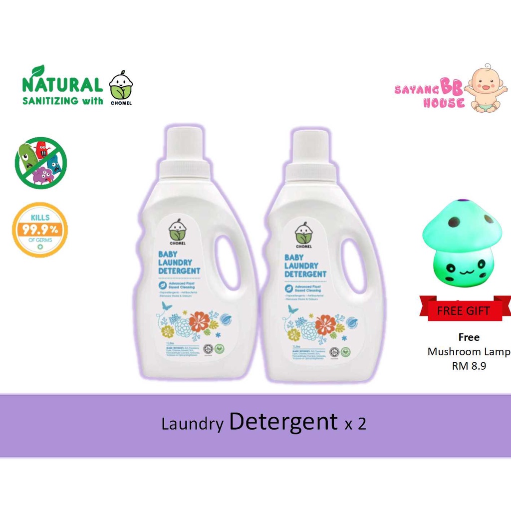 CHOMEL Baby Laundry Detergent 1 Litre Twin Pack free head to toe wash ...