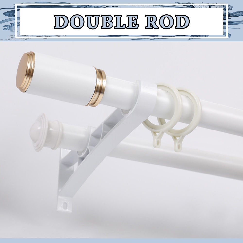 [FULL SET | DOUBLE ROD] Aluminium Window Curtain Rod With End Cap ...