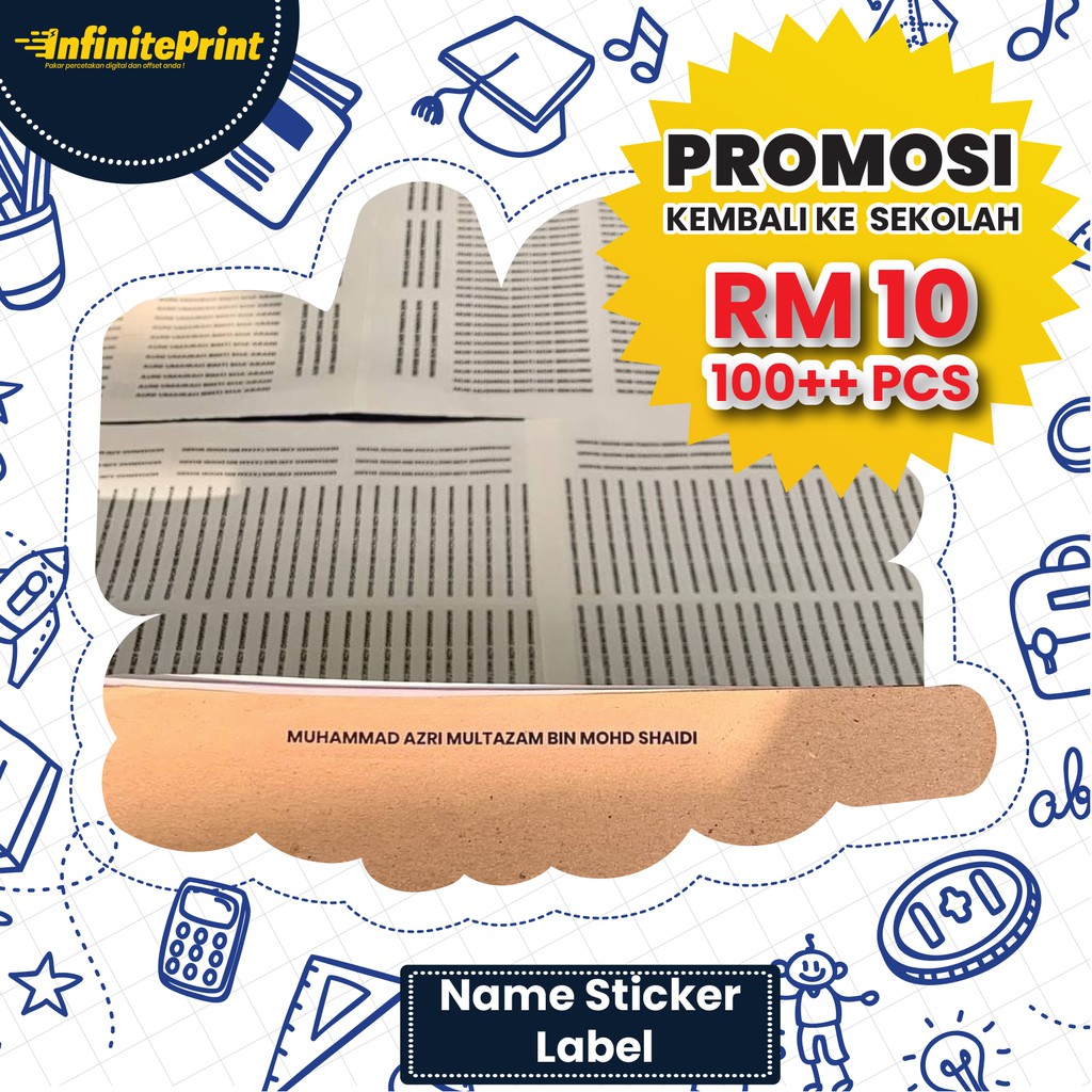 100pcs Sticker Nama / Alat Tulis / Buku - Transparent Waterproof ...