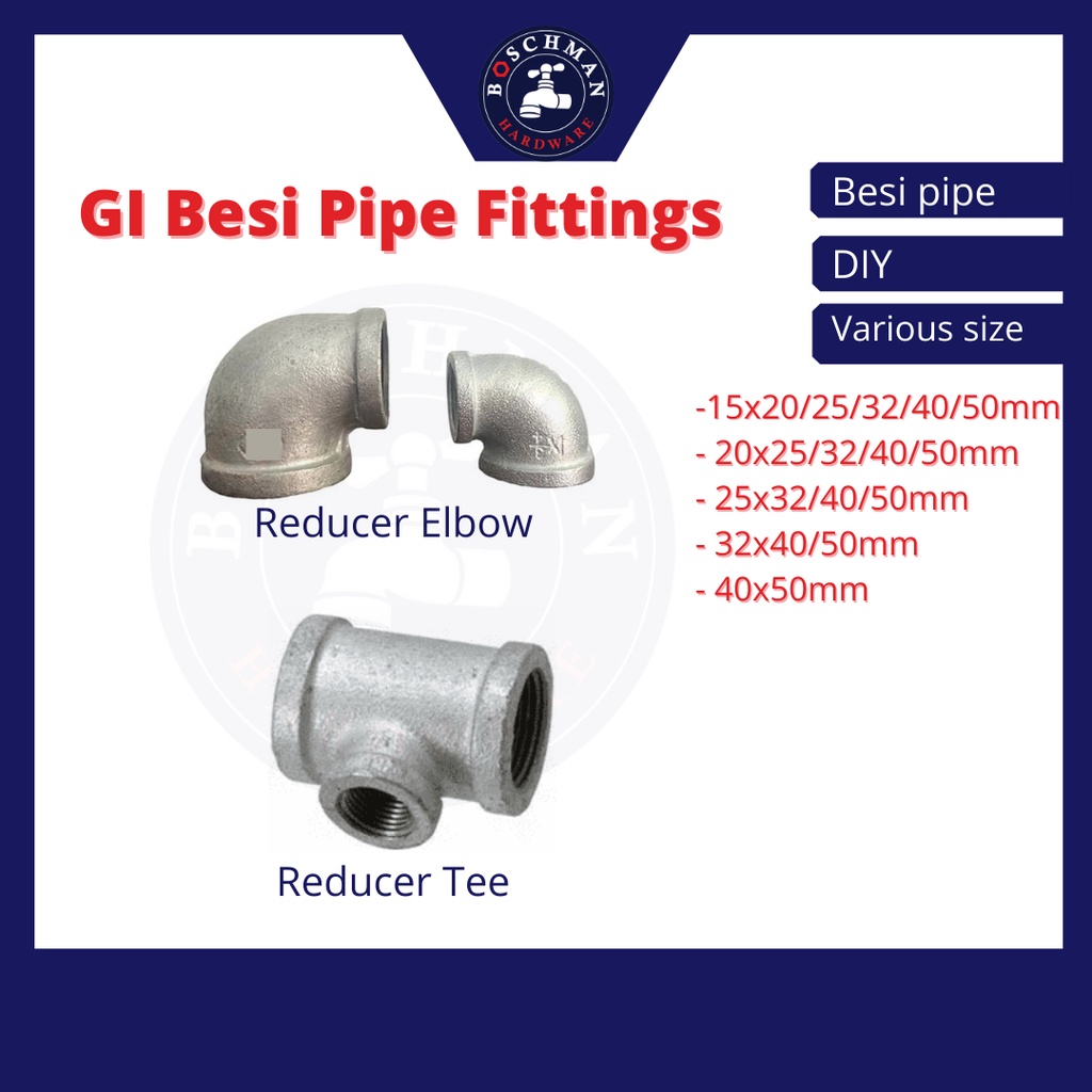 GI Pipe fittings GI Galvanized Iron Joint Fittings Connector Besi ...