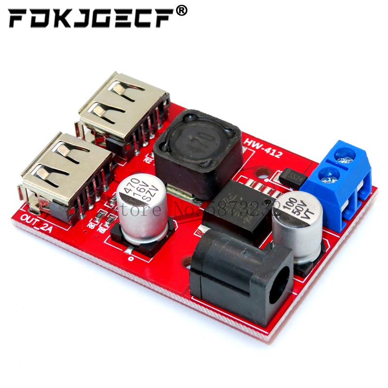 LM2596 LM2596S Dual USB DC-DC 9V 12V 24V 36V to 5V 3A Step Down Buck Converter Board Car Charger ...