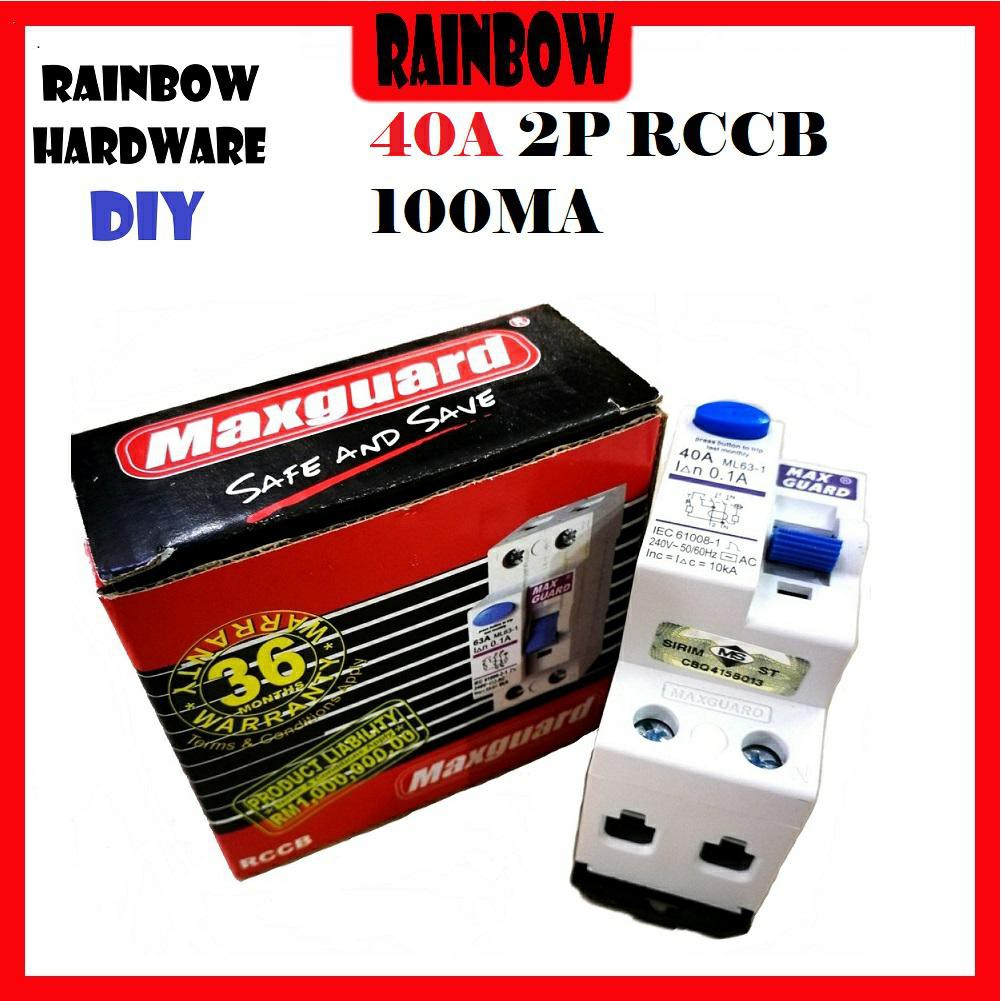 MAXGUARD 40A 2P RCCB 100mA Sirim Approve | Shopee Malaysia