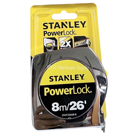 Stanley Measuring Tape 3.5mtr 5mtr 8mtr Powerlock & Tylon Black Chrome ...